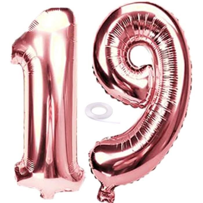 Ballon gonflable pour 19e anniversaire En or rose Chiffre 19 Ballon ...