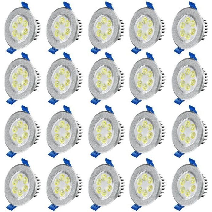 Aufun Lot De 20 Spots Led Encastrables Plats 110v 230v 3w Ip21 Pour