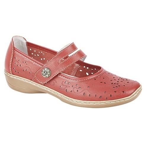 Mary Jane Femme Rouge - Boulevard - Fermeture velcro - Dessus en cuir ...