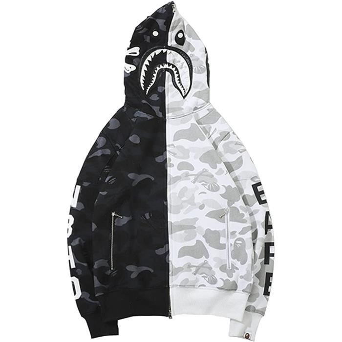 SWEATSHIRT Sweat Zippé Bape Shark Sweat à Capuche Femme Impirmé 3D ...