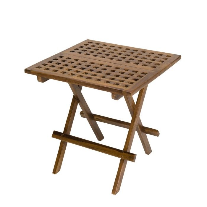 Table de Jardin Carrée en Teck Troxi 50cm - Paris Prix - Marron ...