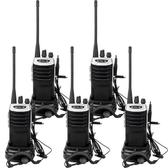 Retevis RT7 Talkie Walkie 5W Rechargeable 16 Canaux CTCSS-DCS Radio FM ...