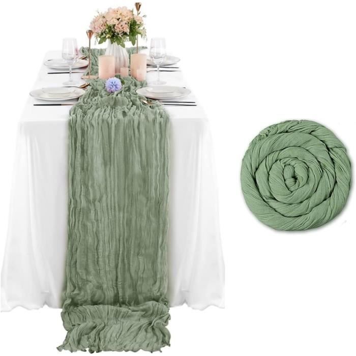 Chemins De Table En Étamine Vert Sauge,90 X 400 Cm Cheesecloth ...