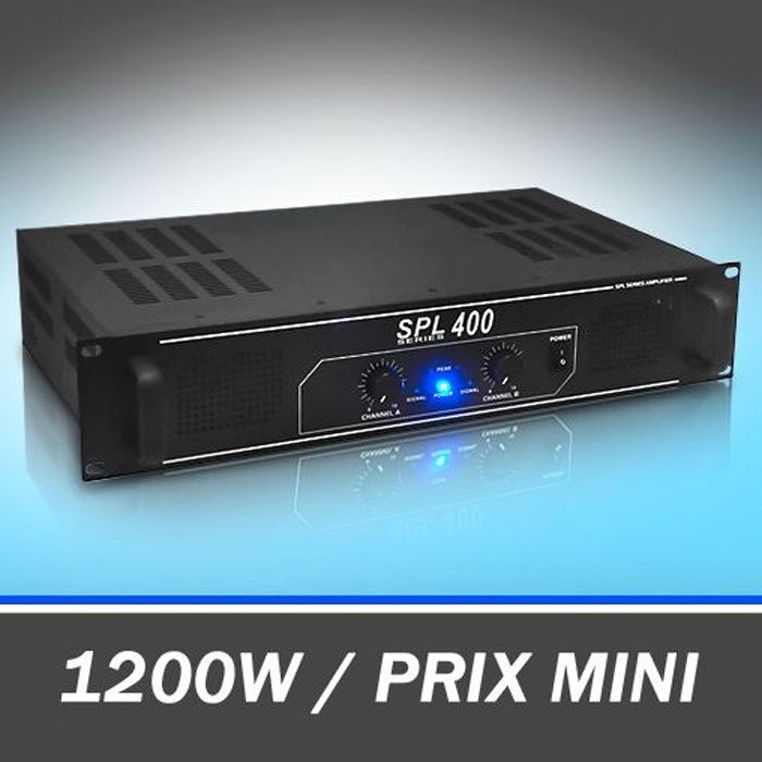Amplificateur professionnel SKYTEC SPL400 - 2X 200 Watts Noir - USB, SD, RCA, fiches speaker ...