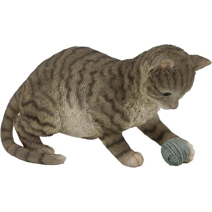 GH Decor – Statue de Chat tigré Gris en polyrésine – Figurine Peinte à ...