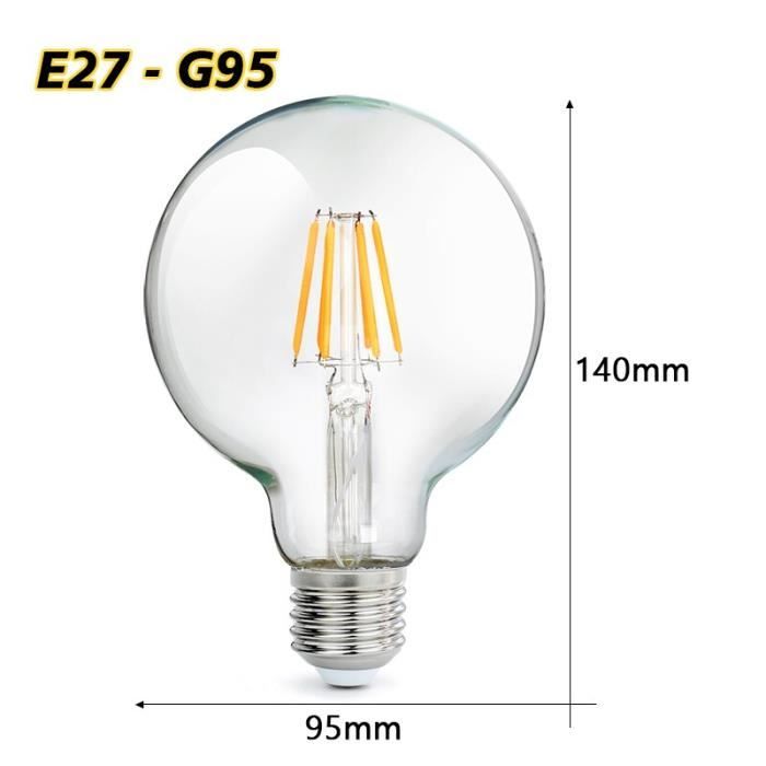 AMPOULE LED,G95-2W--Ampoule LED rétro Vintage Edison, lampe en verre à Filament A60 ST64 G45 G80 ...
