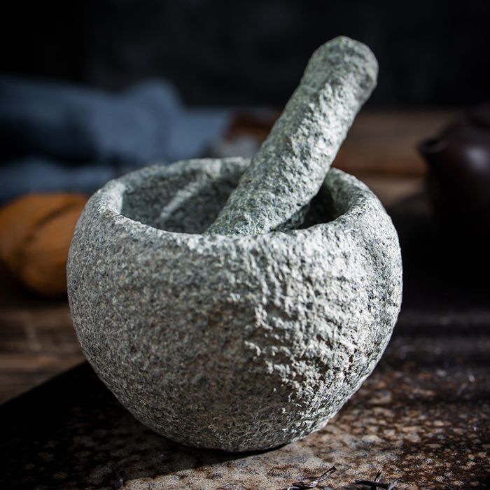 Mortier et pilon en pierre pour épices et herbes, Mini bol de broyeur d ...
