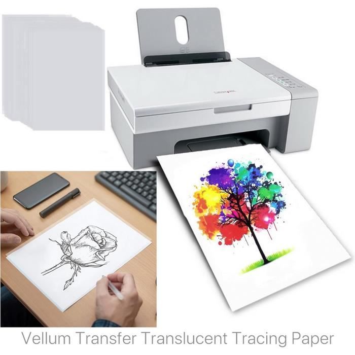 Lot de 50 feuilles de papier de transfert A4 vélin translucide ...