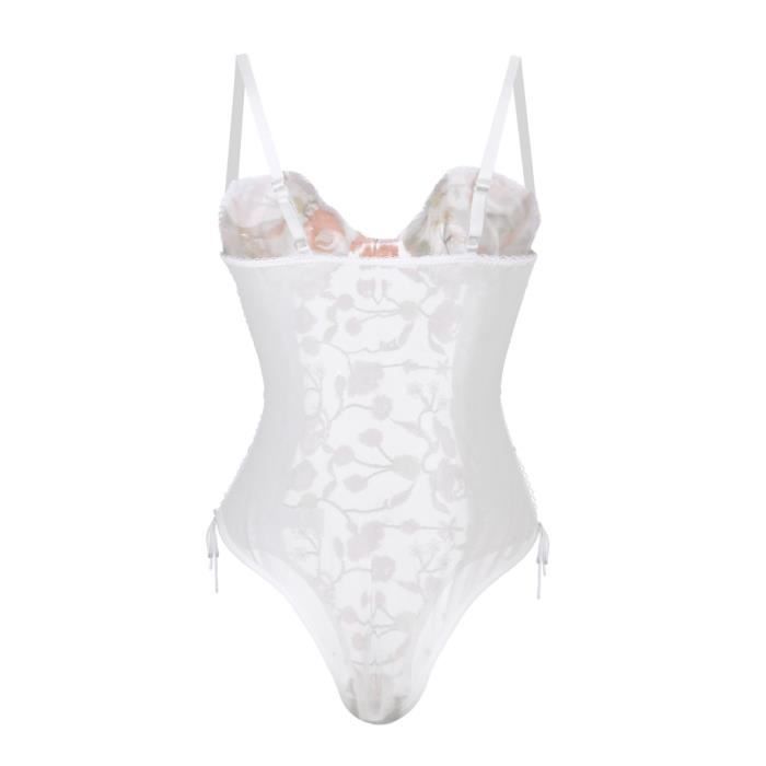 Femmes Sexy Dentelle Croix Bretelles Broderie Maille À Lacets Body ...