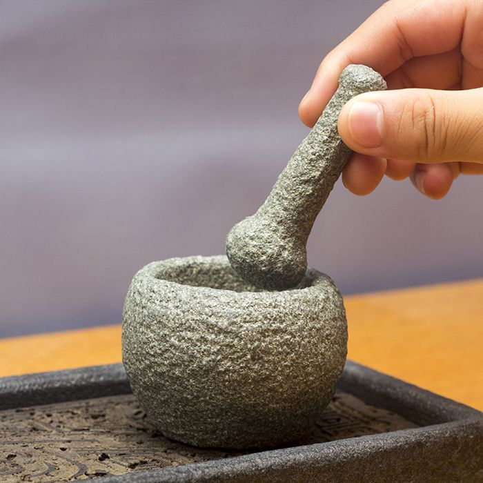 Mortier et pilon en pierre pour épices et herbes, Mini bol de broyeur d ...