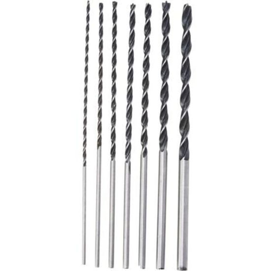 Forets Extra longs 7 pièces 4MM 5MM 6MM 7MM 8MM 10MM 12MM X 300MM forets à bois, 1V, argent ...