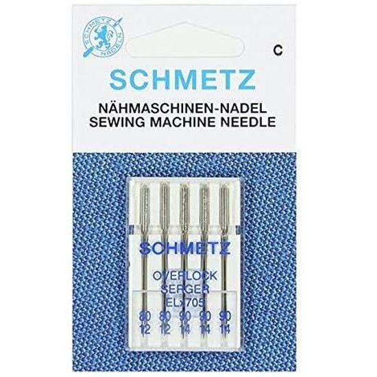 5 Aiguilles Schmetz Machine à coudre pour machines Overlock ELX705 Épaisseur 80/12 - 90/14 ...