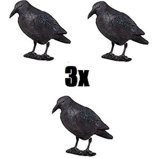 Figurine de Jardin - BREMA - Lot de 3 Corbeaux - Répulsif Anti-Pigeon ...