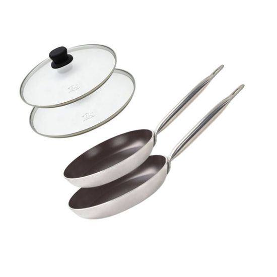 Set de 2 Poêles 24 et 28 cm céramique sans PFAS et 2 couvercles Bistro Line Elo - Cdiscount Maison