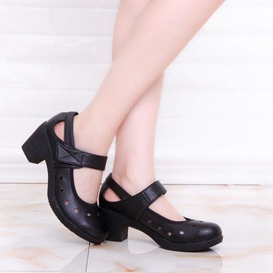 Sandales à talon carré femme chaussure Noir - Cdiscount Chaussures