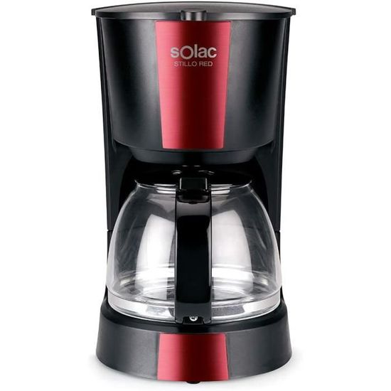 Solac CF4029 Stillo Red - Cafetiere filtre 900W, 12 tasses, Verseuse en verre, Reservoir 1,2L ...