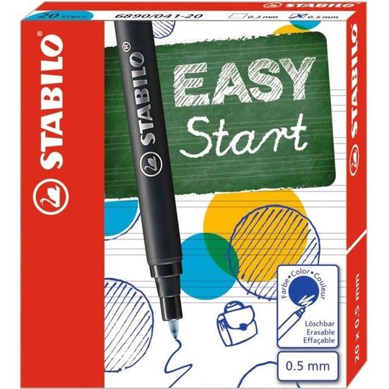 Recharge stylo roller - STABILO - EASY - 20 recharges - 0,5 mm - Encre ...