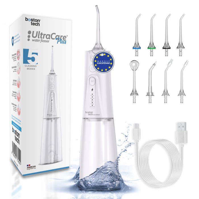 Aquapik® Plus Jet Dentaire Portable | 8 Buses + 5 Modes | Nettoyage ...