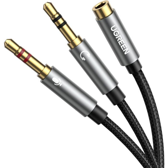 Splitter Audio Double Jack 3.5mm Stéréo TRRS Adaptateur Micro Casque ...