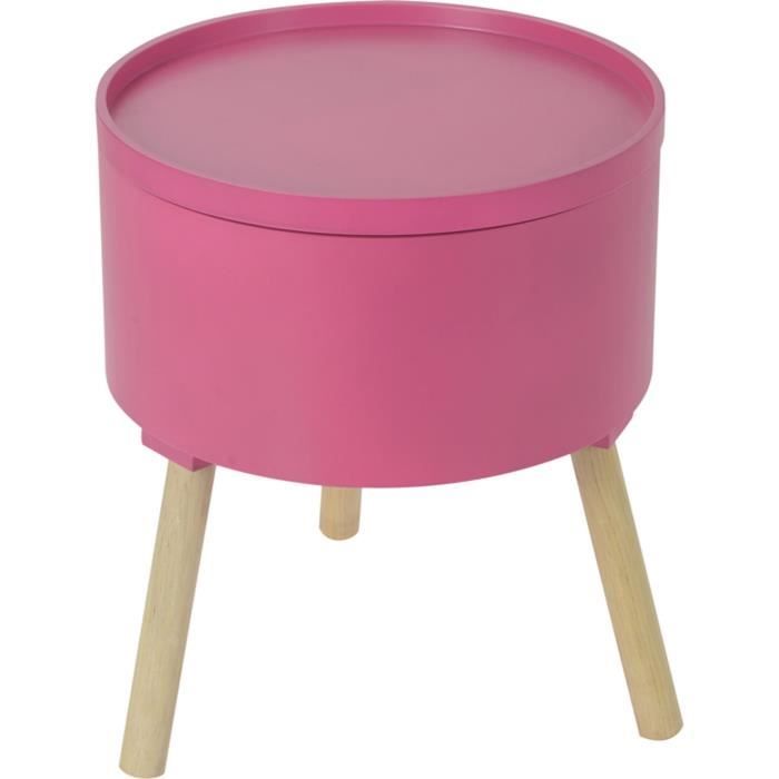 Coffre sur pied rond avec couvercle plateau Rose - Achat / Vente Coffre ...