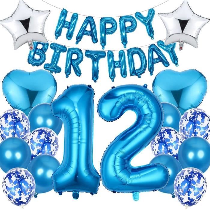 Decoration Anniversaire 12 Ans Garçon, Bleu Ballons Anniversaire Garçon ...