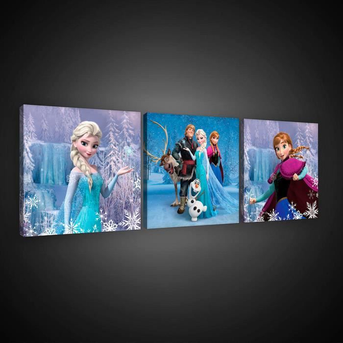 Tableaux triptyque La Reine des Neiges Disney Frozen - Cdiscount Maison