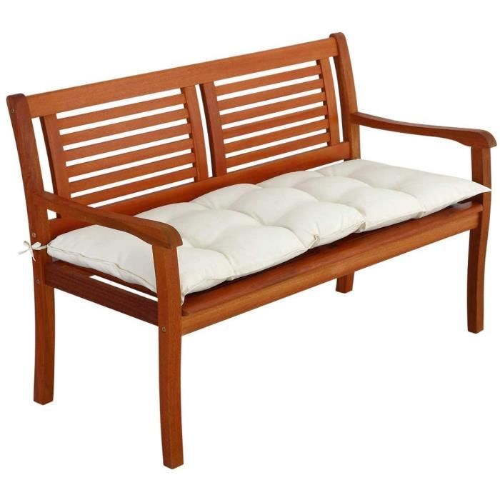 Coussin de Banc avec Attaches Crème 110x45x8cm Intérieur Extérieur ...