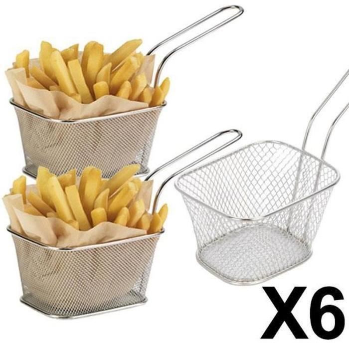 ZS02442-6 Minis Paniers à Frites Individuels - Inox - 10x8x7 cm ...