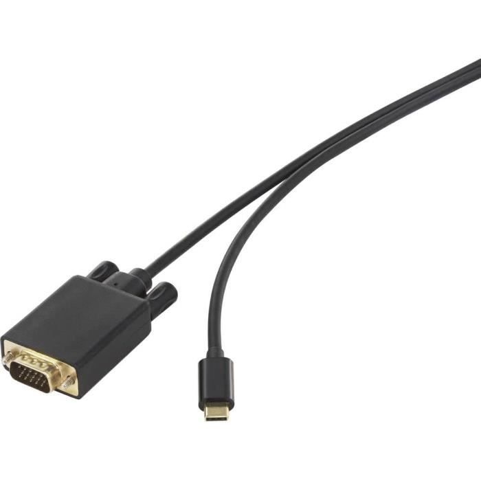 Usb-C® - Vga Câble Adaptateur Usb-C® Mâle, Fiche Mâle Vga 15 Pôles 0.50 M Noir Rf-3385696 Câble ...