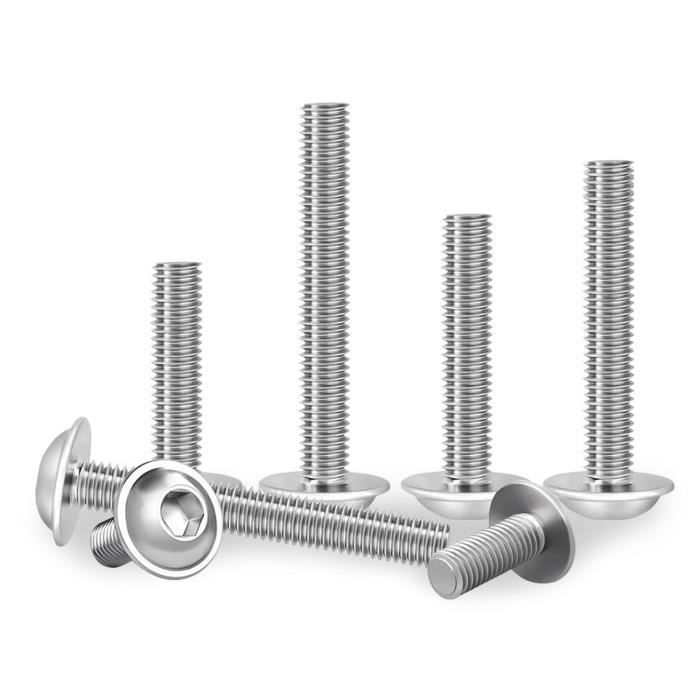 Lot De 30 Vis À Tête Bombée M6 X 40 Mm, À Tête Plate À Six Pans Creux ...