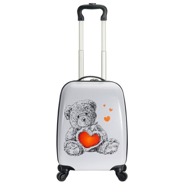 Valise Enfant - OLIVIA - Kids Ourson 48 cm - Noir - Rigide - 4 Roues ...