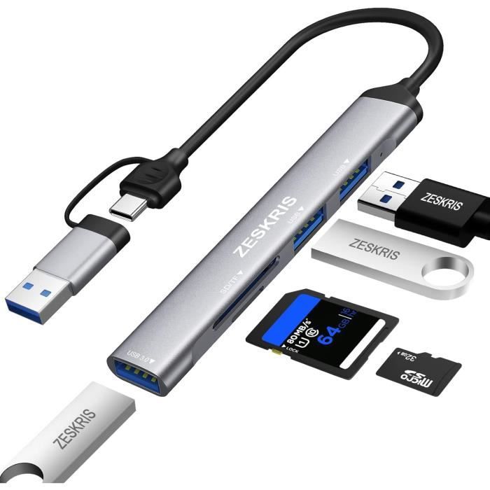 Hub Usb C, 5 Ports Ultra Slim Data Type C Hub Avec 1 Usb 3.0, 2 Usb 2.0 ...