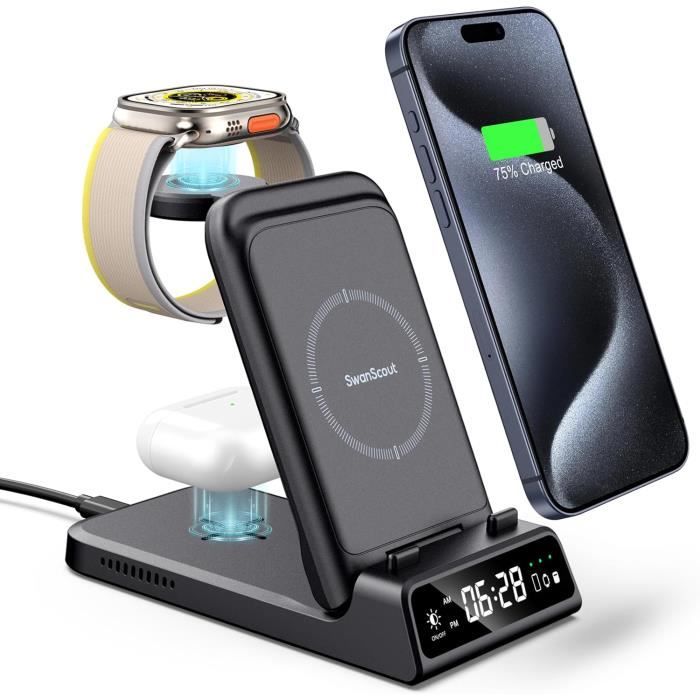 Chargeur Induction 4 En 1, Chargeur Sans Fil Pour Iphone 15-14-13-12-11 ...