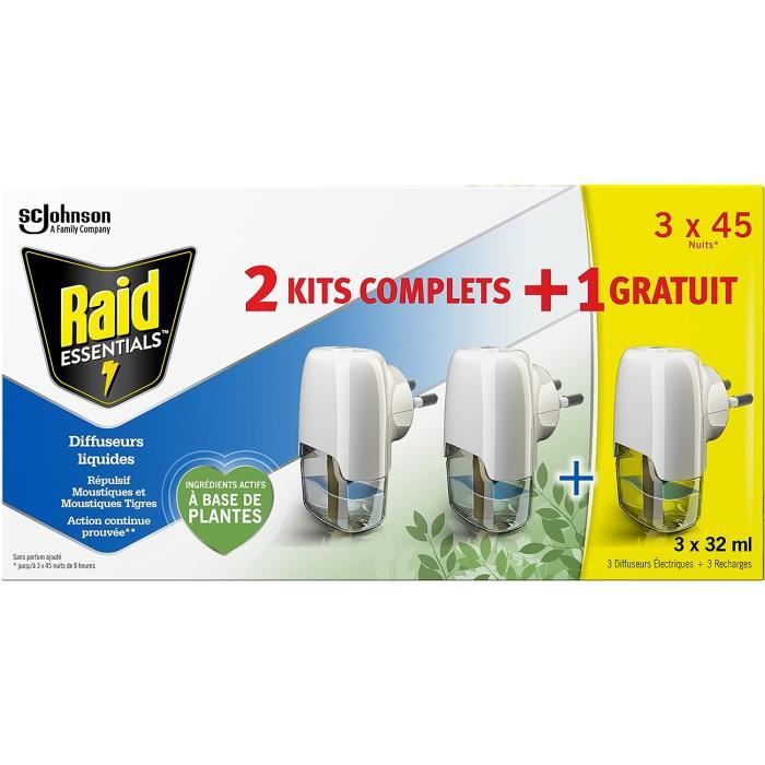 RAID ESSENTIALS DIFFUSEURS ÉLECTRIQUES LIQUIDES RÉPULSIFS MOUSTIQUES ...