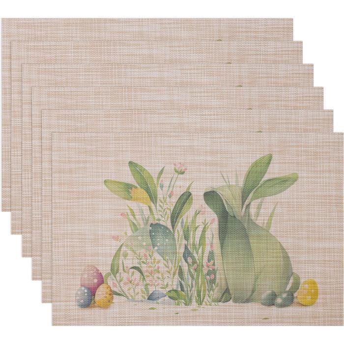 Banchif Sets de Table lavables, Fleurs, Oeufs de Paques, Motif Lapin ...