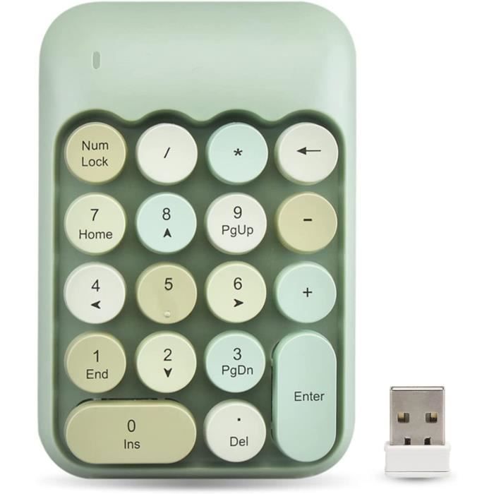 Pavé Numérique Mécanique, Pavé Numérique sans Fil 2.4G à 18 Touches ...