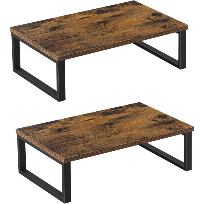 Lot De 2 Supports D'Écran En Bois Avec Cadre En Métal - Style ...