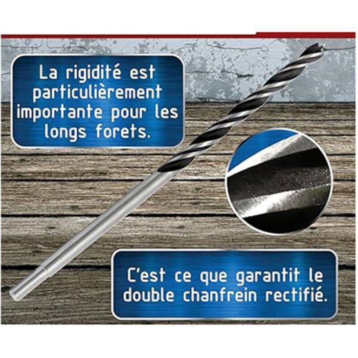 Forets Extra longs 7 pièces 4MM 5MM 6MM 7MM 8MM 10MM 12MM X 300MM forets à bois, 1V, argent ...