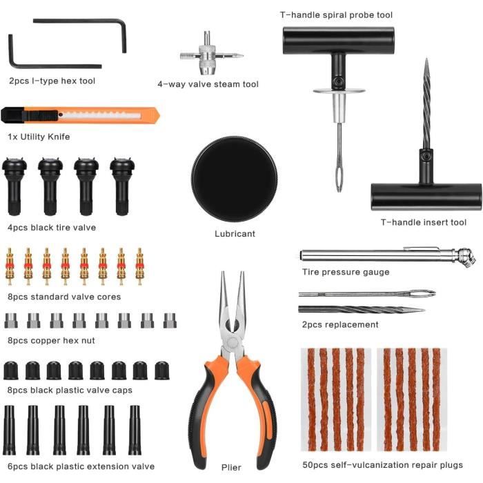 Kit de Reparation de Pneu Moto Professionnel Kohree 100PCS Meche Pneu ...