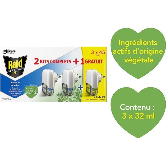 RAID ESSENTIALS DIFFUSEURS ÉLECTRIQUES LIQUIDES RÉPULSIFS MOUSTIQUES ...