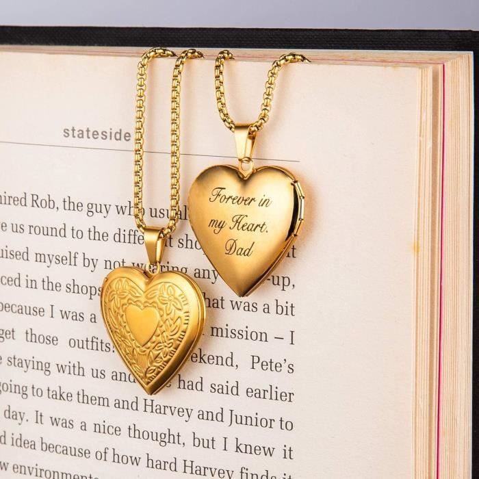 Collier Coeur Personnalisable Avec Photo-Texte,Pendentif Cadre Photo ...