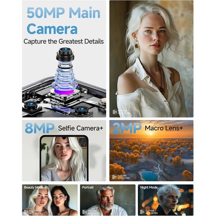 Ulefone Note 20 Pro Smartphone 8Go+128Go Caméra 50MP Écran 6.75" Noir ...