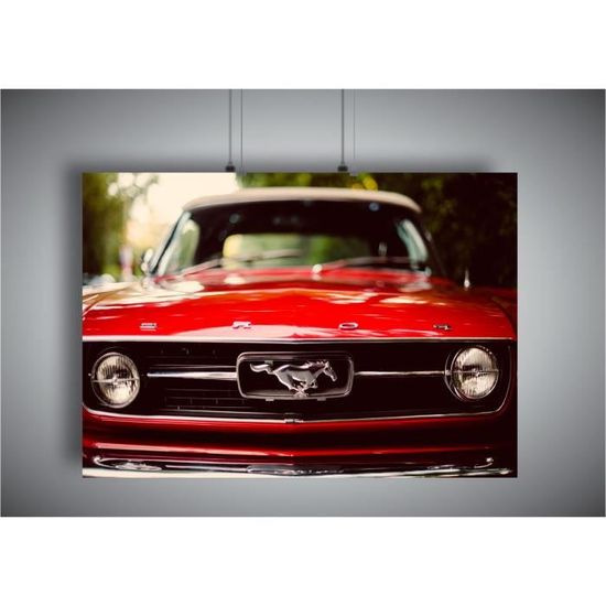 Poster Ford Mustang Red Car Vintage - A4 (21x29,7cm) - Cdiscount Maison