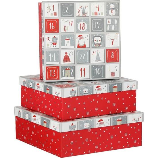 Lot De 3 Boîtes Cadeau De Noël - Boîtes Cadeaux De Différentes Tailles ...