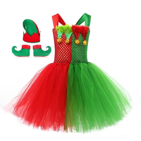 Inlzdz Enfant Fille Déguisement Mère Noël Fille Tutu Robe Noël Costume