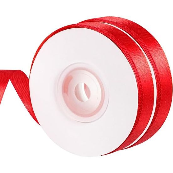 2 Rouleaux Ruban Satin Rouge, 12Mm X 22M Ruban De Satin Ruban Couture ...