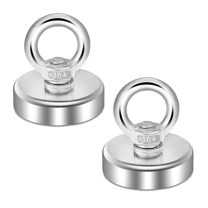 2 aimants en néodyme de 32 mm aimants puissants de pêche magnétique ...