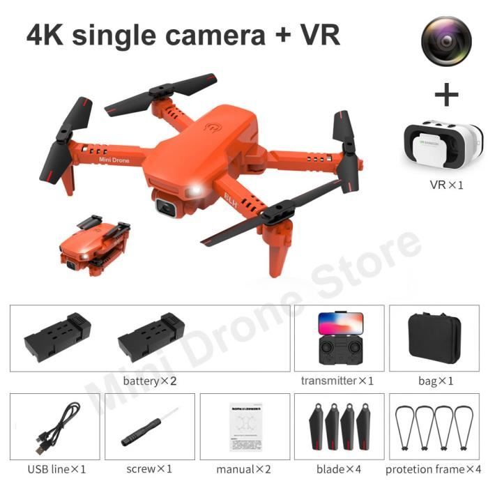 Orange 4K 1C 2B VR - Quadcopter Pliant K9 Noir Avec Double Caméra ...