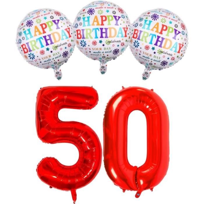 Decoration Anniversaire 50 Ans - Deco Anniversaire 50 Ans Rouge, Happy ...