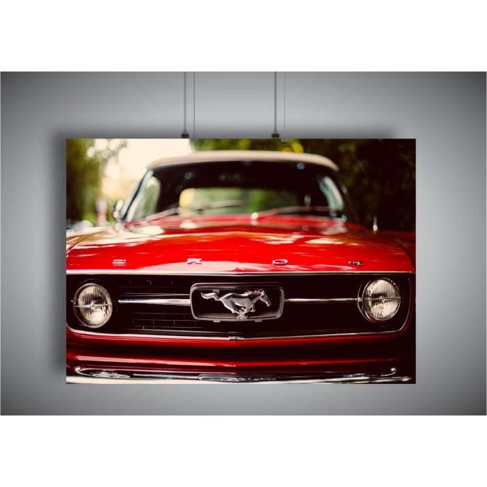 Poster Ford Mustang Red Car Vintage - A4 (21x29,7cm) - Cdiscount Maison